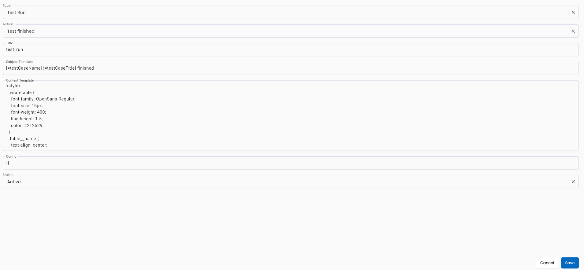 Cấu hình nội dung gửi email | LLQ QA Platform